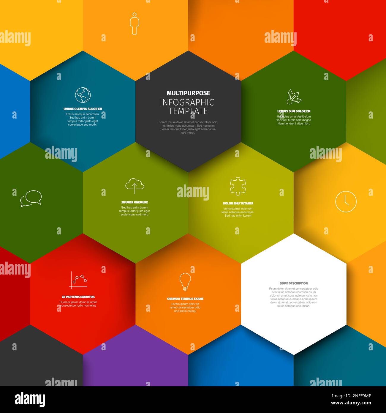 Vector Minimalist colorful Infographic report template with hexagons ...