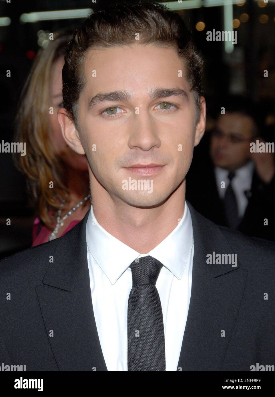 Actor Shia LaBeouf poses on the press line at the premiere of the ...
