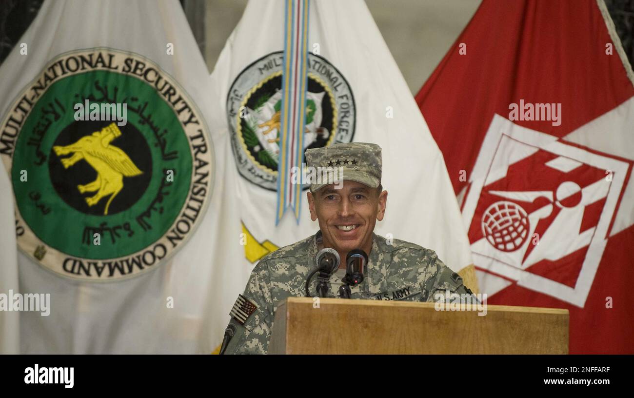 Gen. David Petraeus, speaks during Change of Command ceremonies inside ...