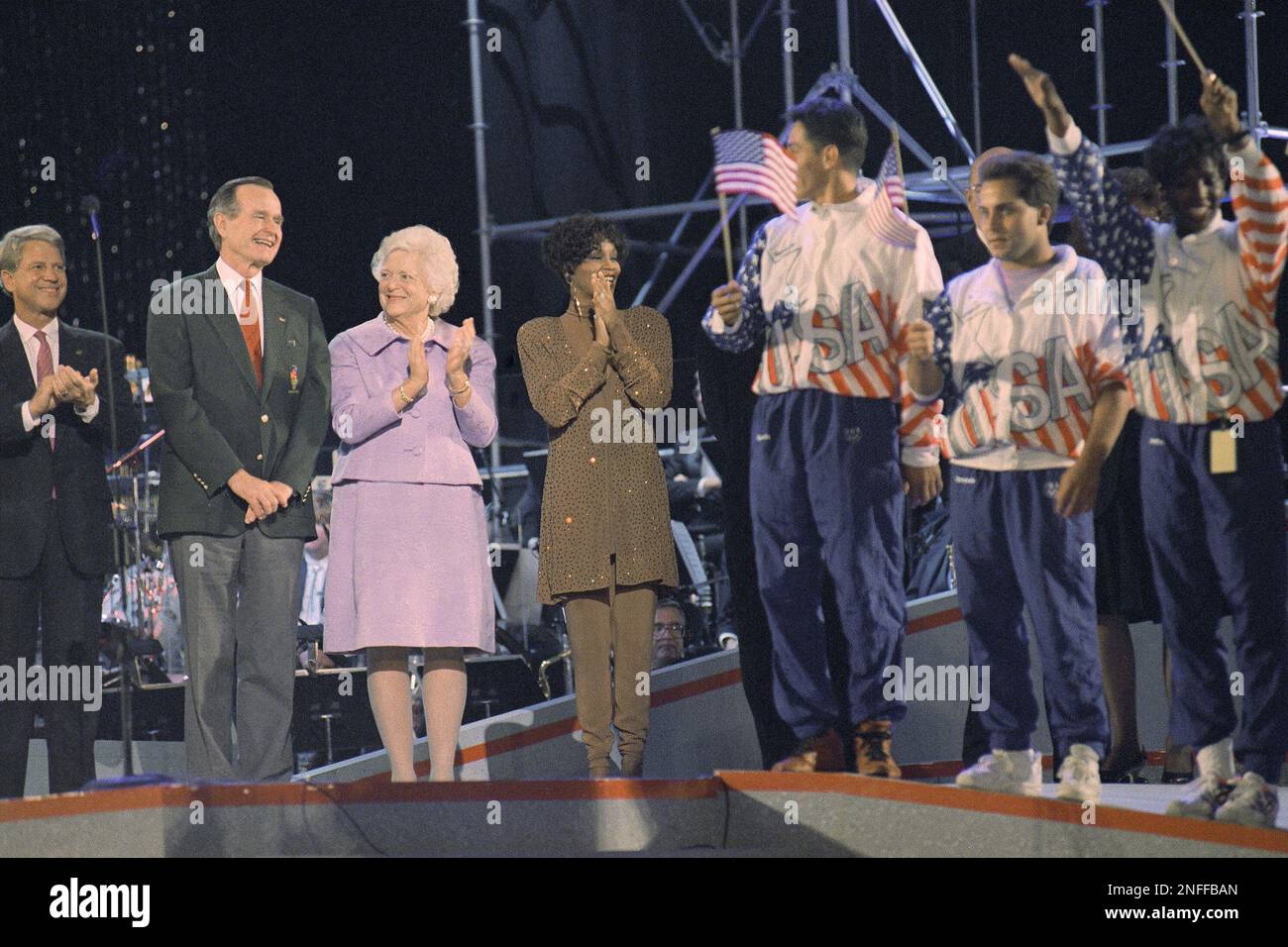 Georgia Olympians, right, celebrate, Thursday, Sept. 18, 1992 at the ...