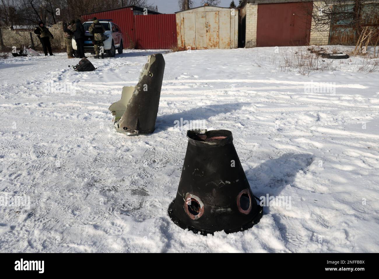 KHARKIV, UKRAINE - FEBRUARY 17, 2023 - The fragments of one of the S ...