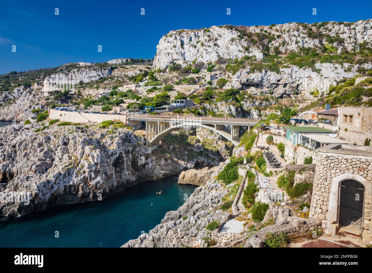 Agosto 17, 2022 - The Ciolo bridge, Gagliano del Capo. An inlet of the ...