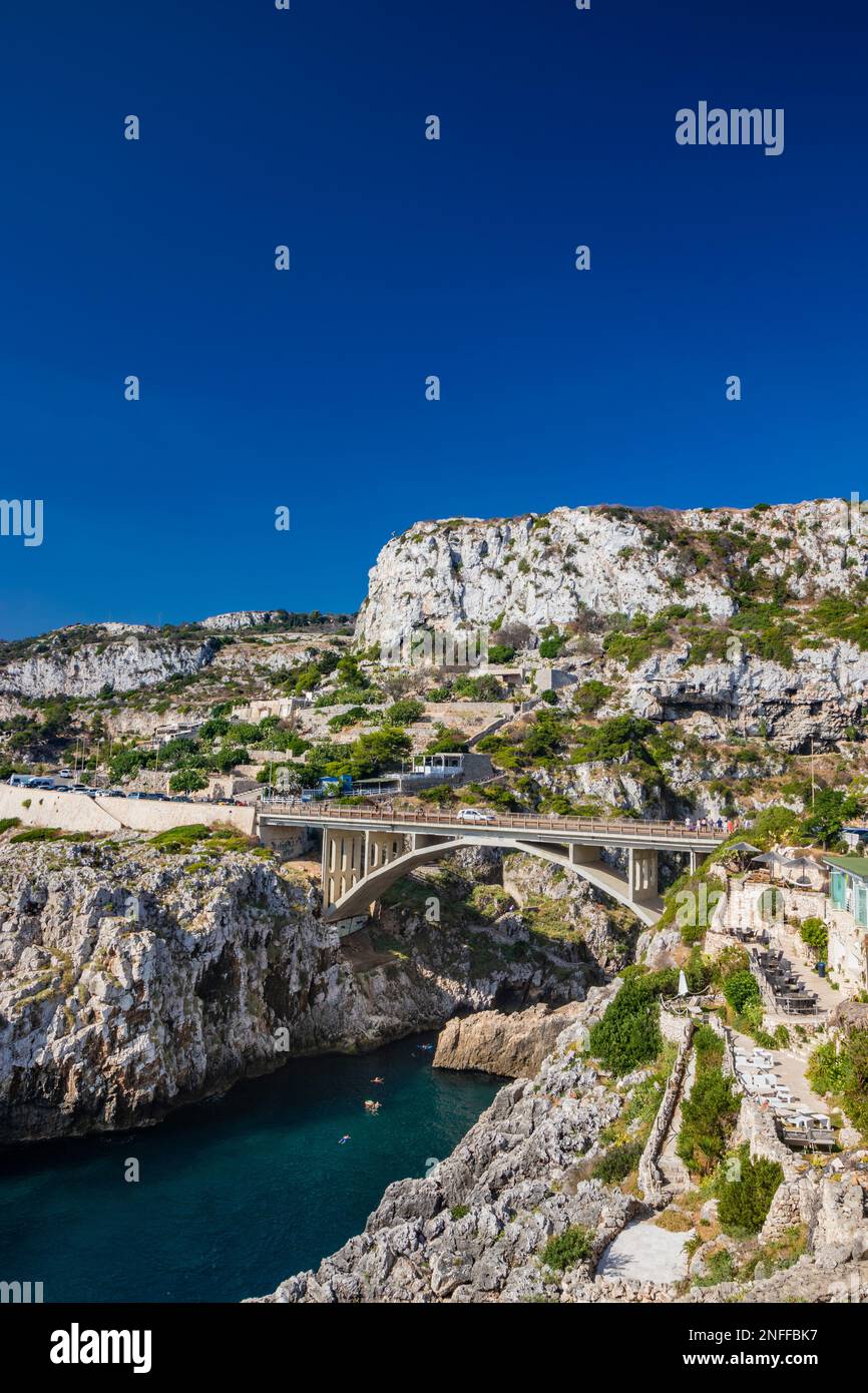 Agosto 17, 2022 - The Ciolo bridge, Gagliano del Capo. An inlet of the ...