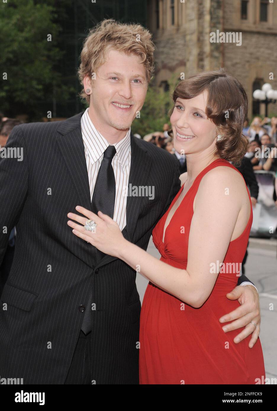 Pregnant actress Vera Farmiga and boyfriend Renn Hawkey attend the gala ...