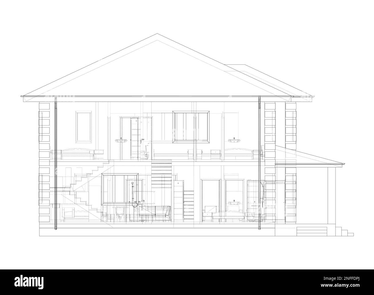 Residential building technical drawing Stock Photo - Alamy