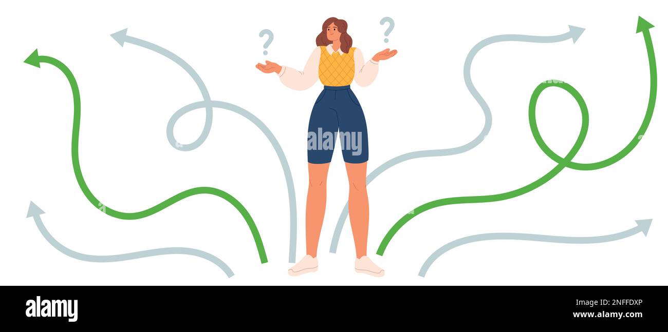 Career path search. Woman making decision way career. Choose path in ...