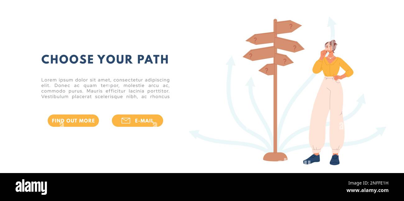 Career path crossroad. Decision business problems concept. Choice true ...