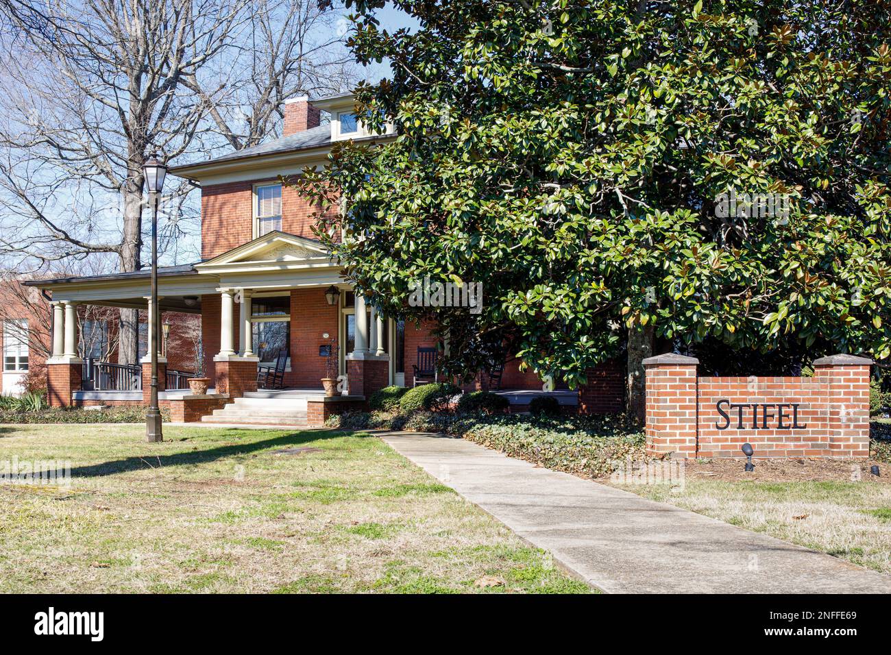 HICKORY, NC, USA-14 FEB 2023: Historic brick home with wrap-around ...
