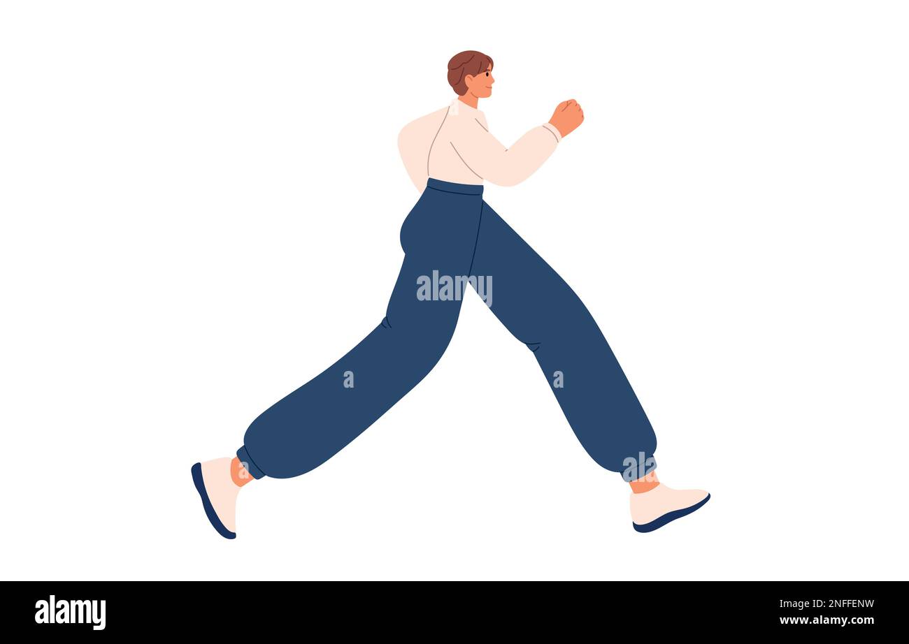 Business guy running fast. Rushing man, person determined. Successful ...