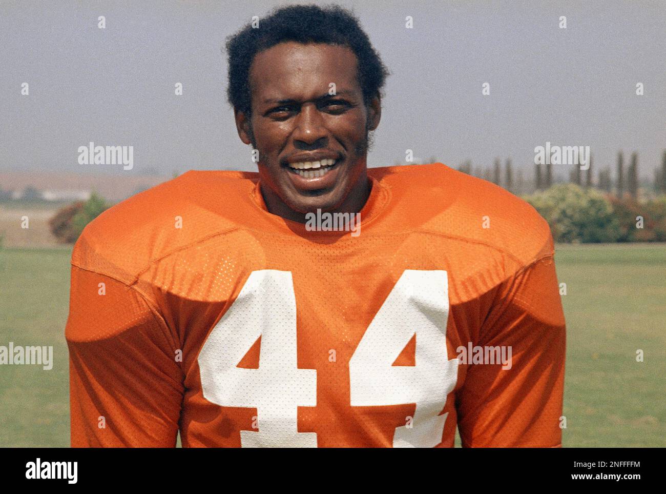 Running Back Floyd Little (44), of the Denver Broncos, poses, 1973. (AP ...