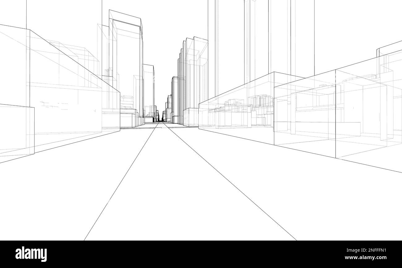 3d urban landscape. Buildings and roads Stock Photo - Alamy