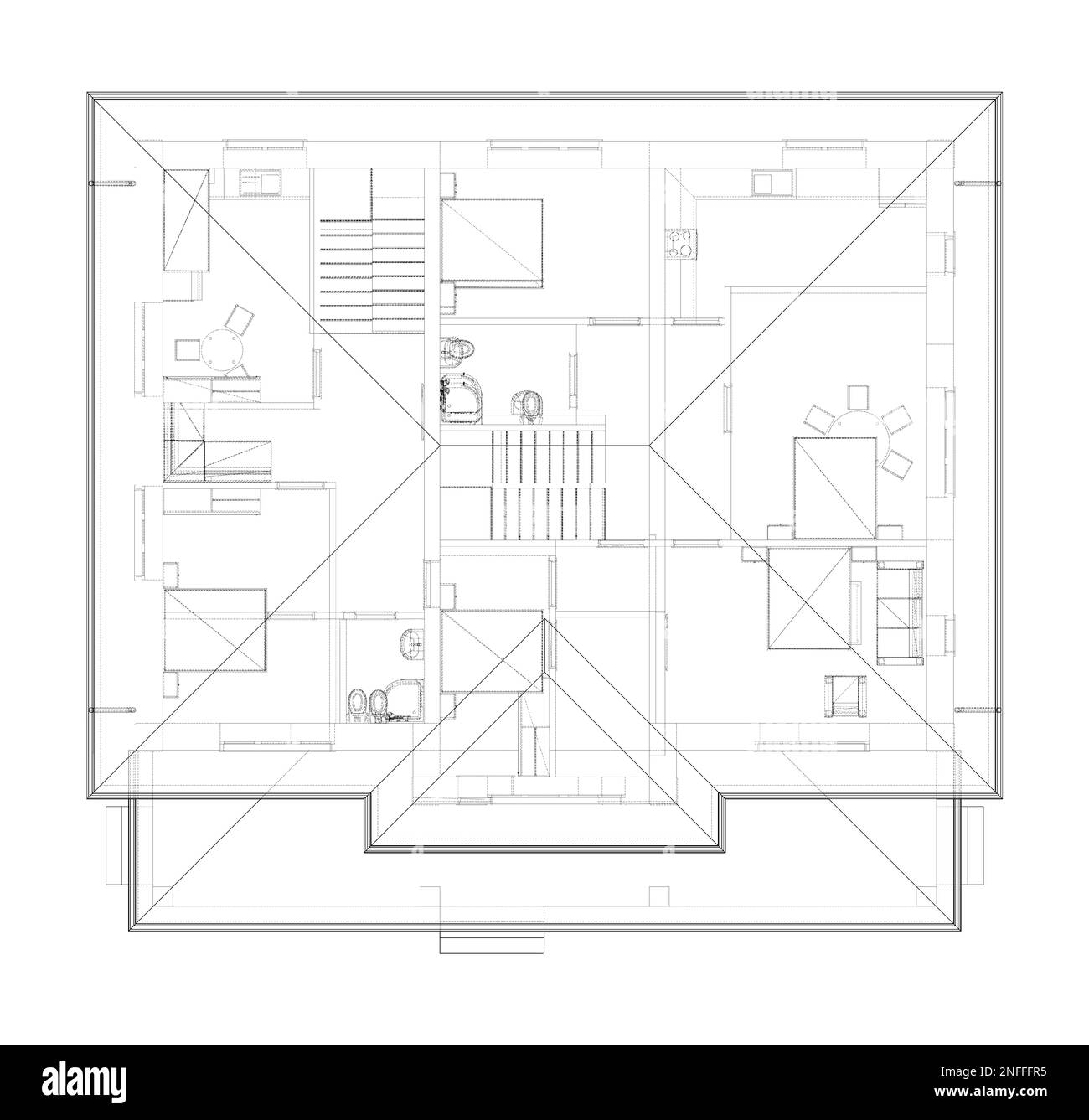 Residential building technical drawing Stock Photo - Alamy