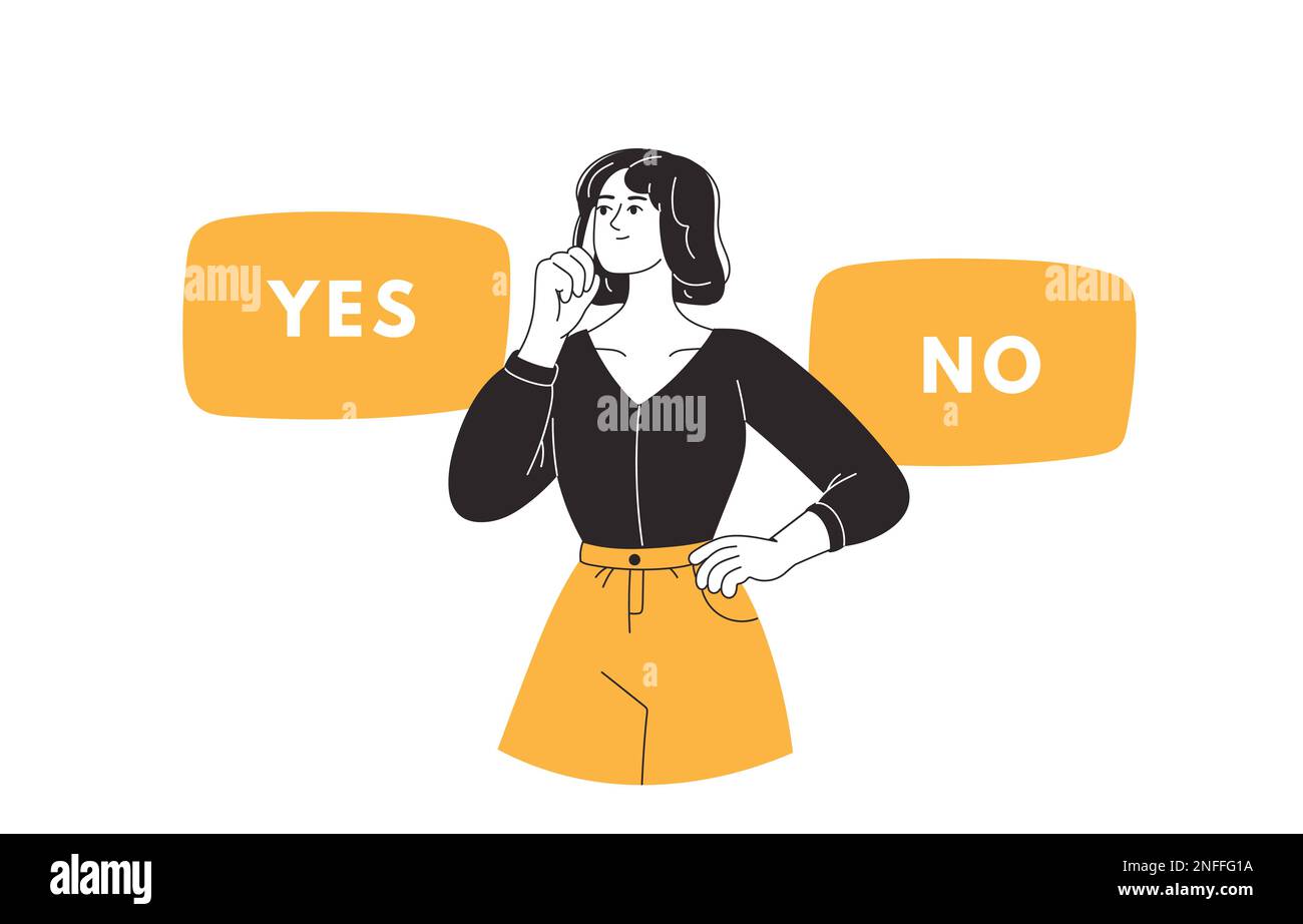 Woman making decision. Person doubting,choosing between two ... Woman making decision. Person doubting,choosing between two ...