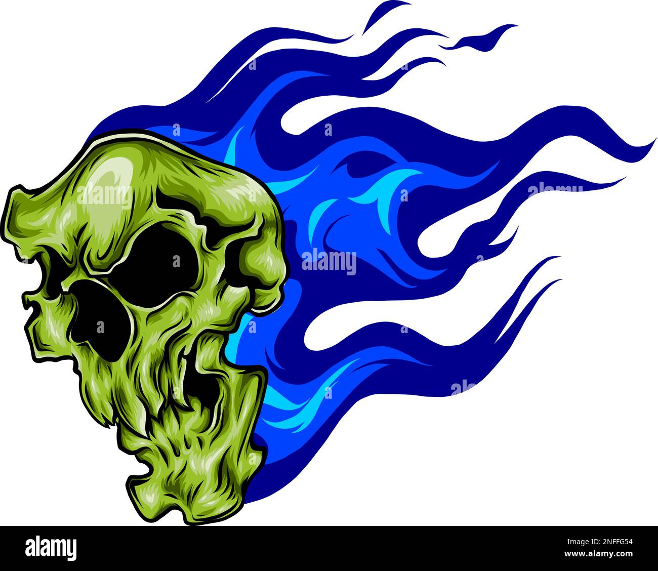 Burning skull with flame hair. vector design Stock Vector Image & Art - Alamy