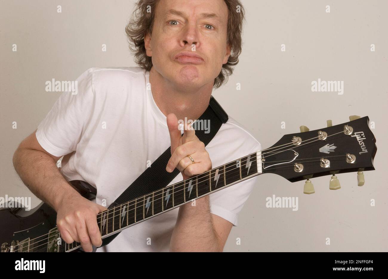 Angus Young of AC/DC is photographed in New York on Tuesday, Sept. 9 ...
