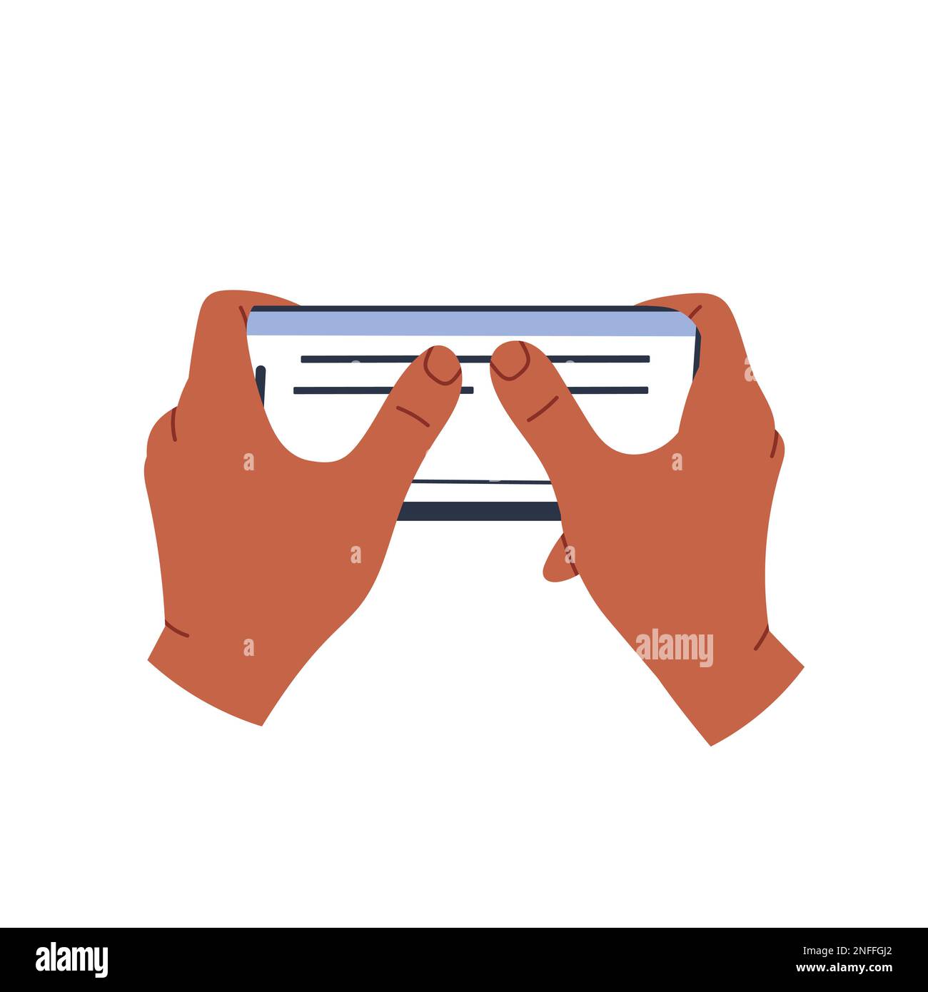 Phone in hand. Scrolling, information search, social networks. Flat vector illustration Stock ...