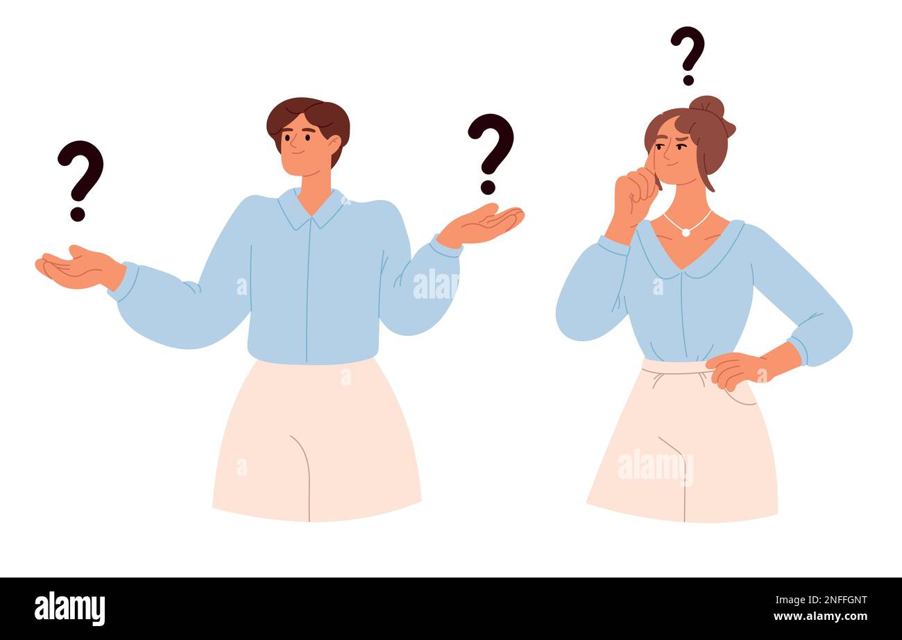 People thinking about question set. People making difficult choice ...