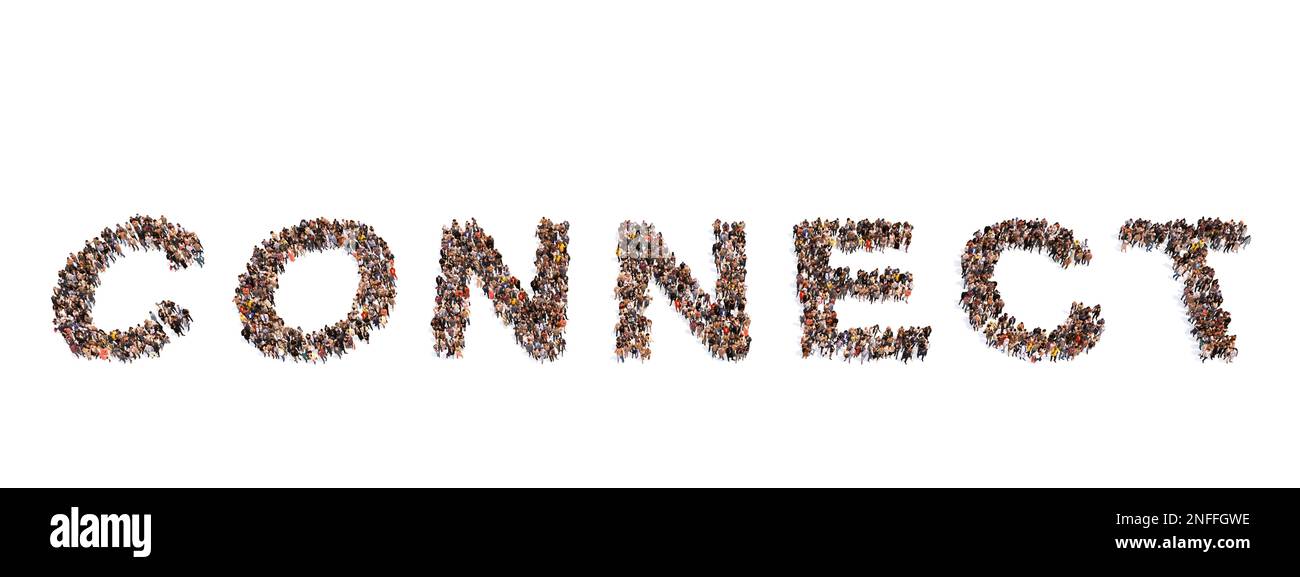 Concept conceptual large community of people forming the word CONNECT ...