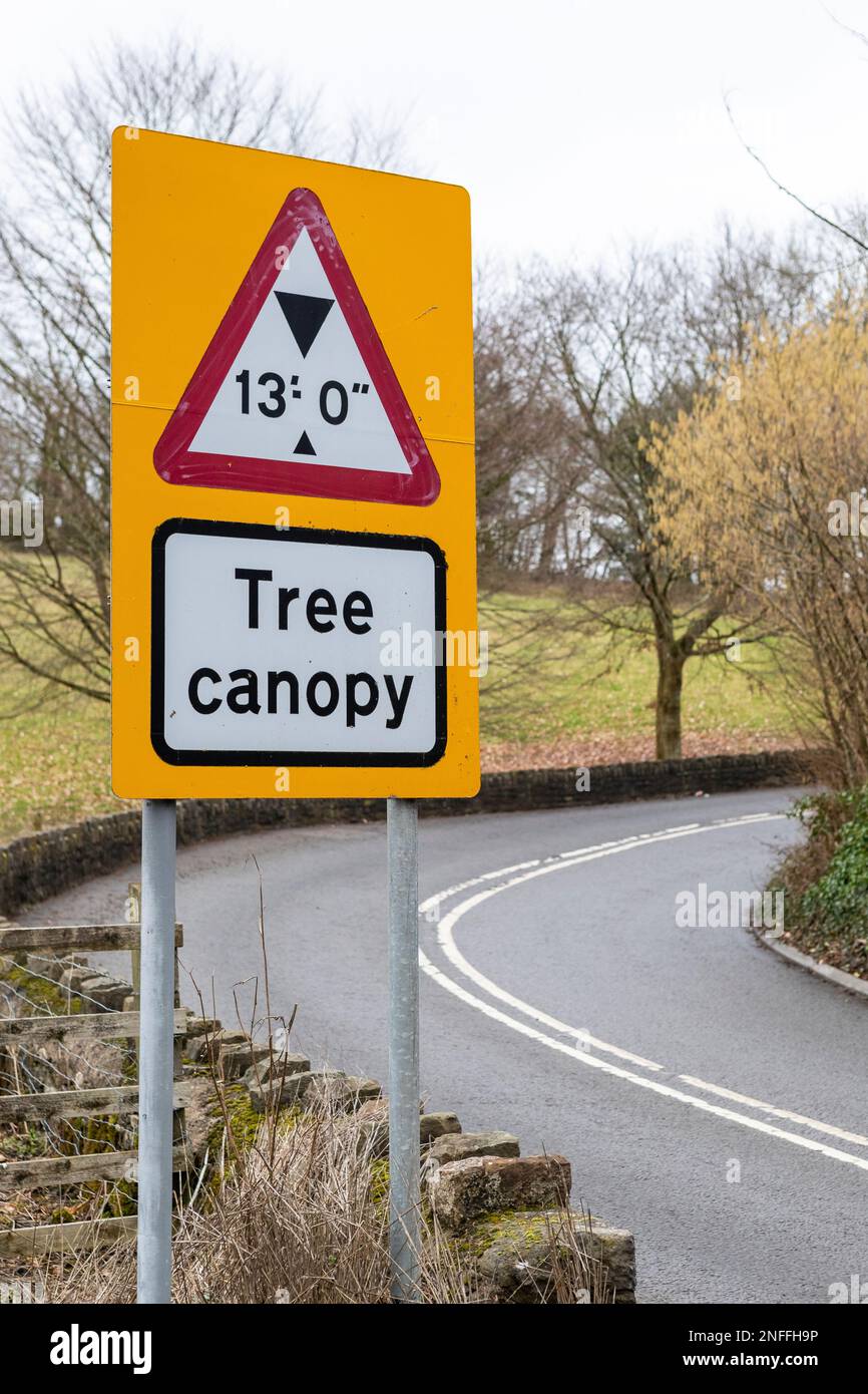 A road sign on the A466 at St Arvans, Monmouthshire warning of a low ...