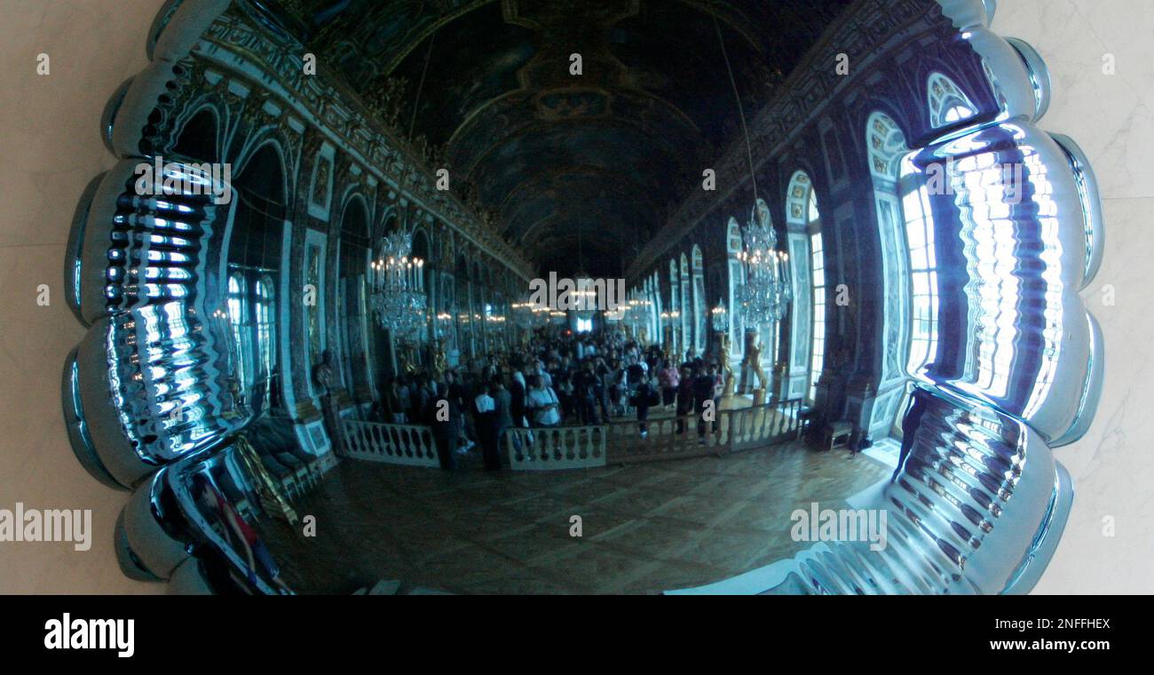 The Hall of Mirrors of the chateau de Versailles is reflected in "Moon ...