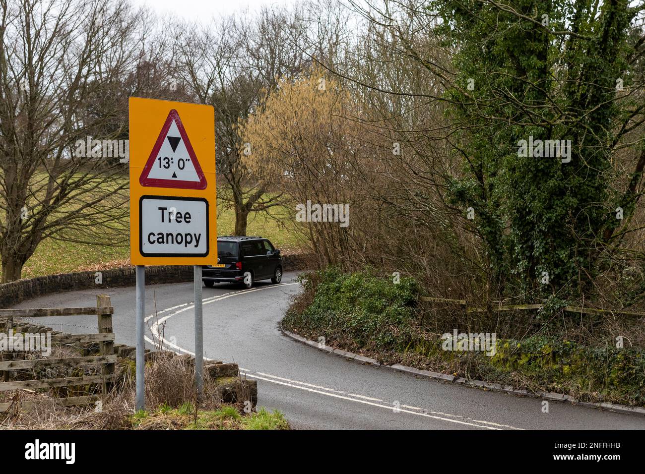 A road sign on the A466 at St Arvans, Monmouthshire warning of a low ...
