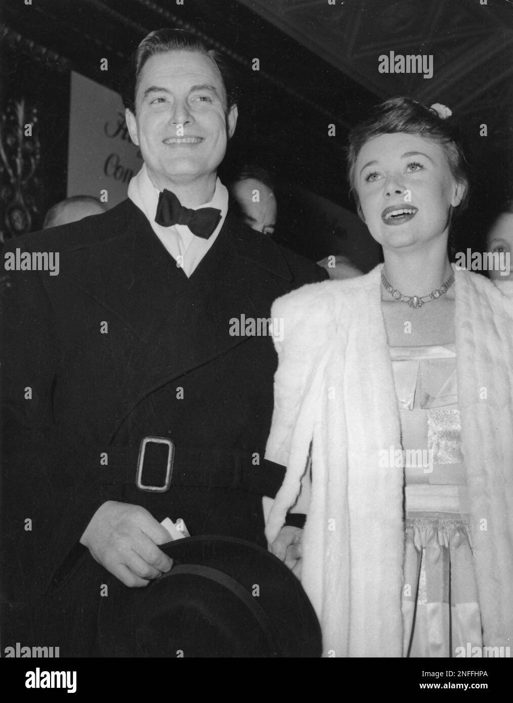British actress Glynis Johns, 24, and actor Robert Donat arrive at the ...