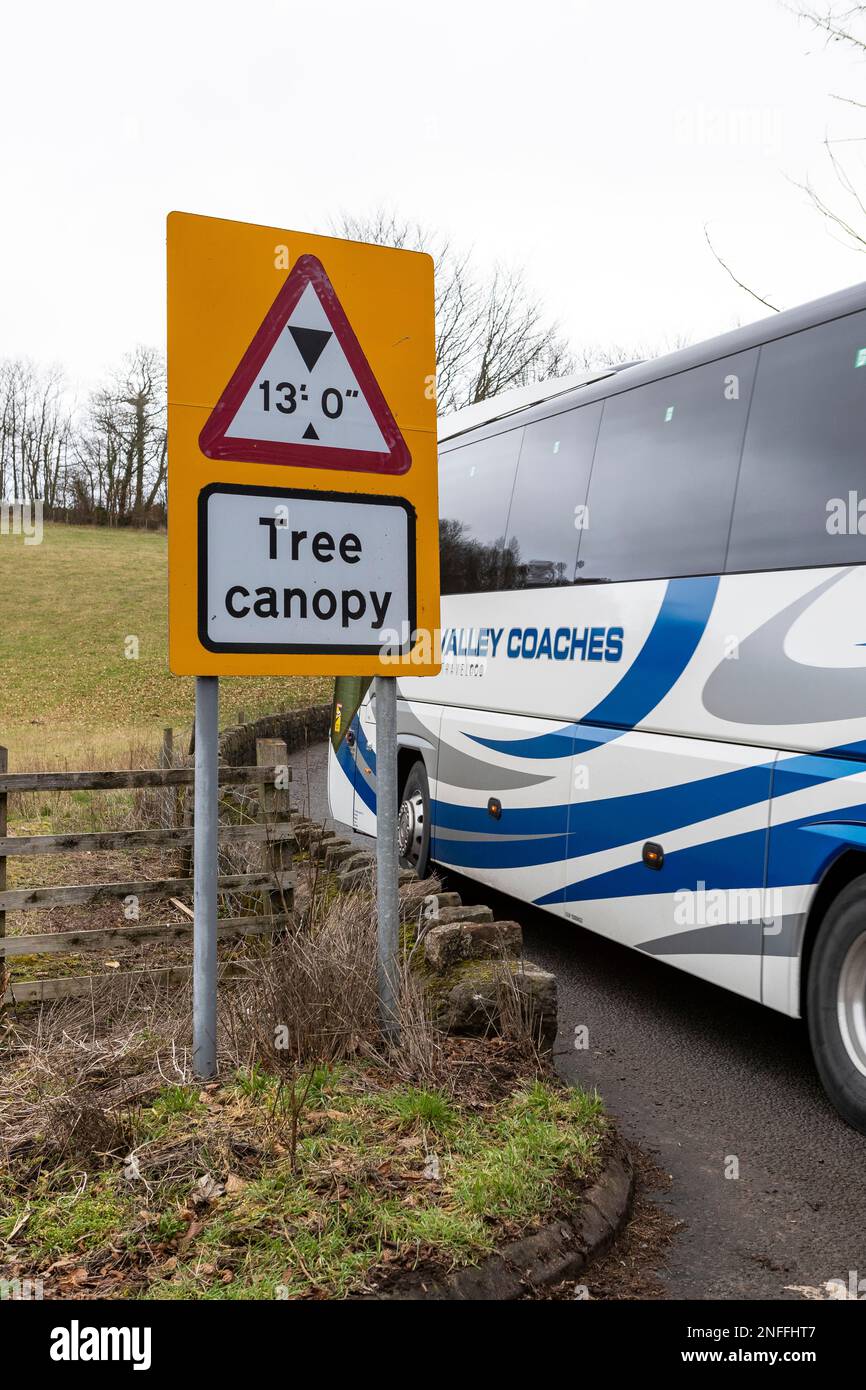 A road sign on the A466 at St Arvans, Monmouthshire warning of a low ...