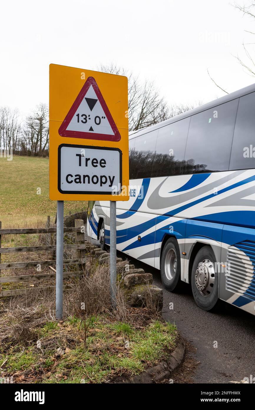 A road sign on the A466 at St Arvans, Monmouthshire warning of a low ...