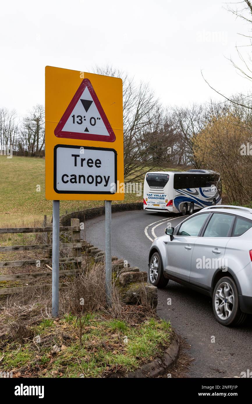 A road sign on the A466 at St Arvans, Monmouthshire warning of a low ...