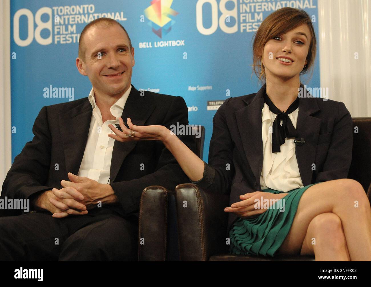 Actors Ralph Fiennes and Keira Knightley participate in a press ...