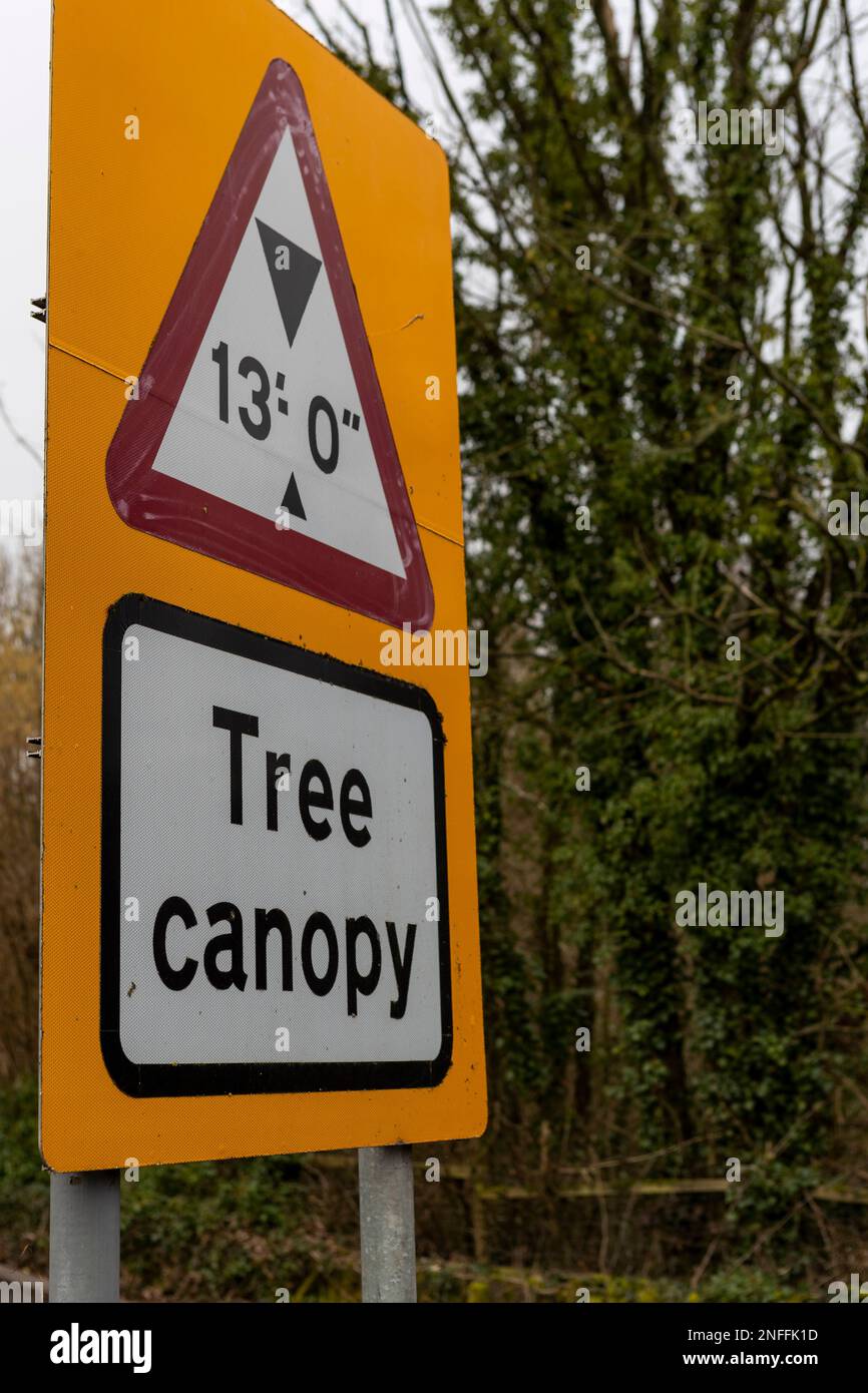 A road sign on the A466 at St Arvans, Monmouthshire warning of a low ...