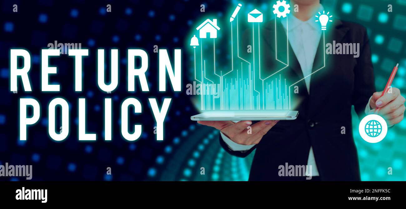 Conceptual display Return Policy. Concept meaning Tax Reimbursement ...