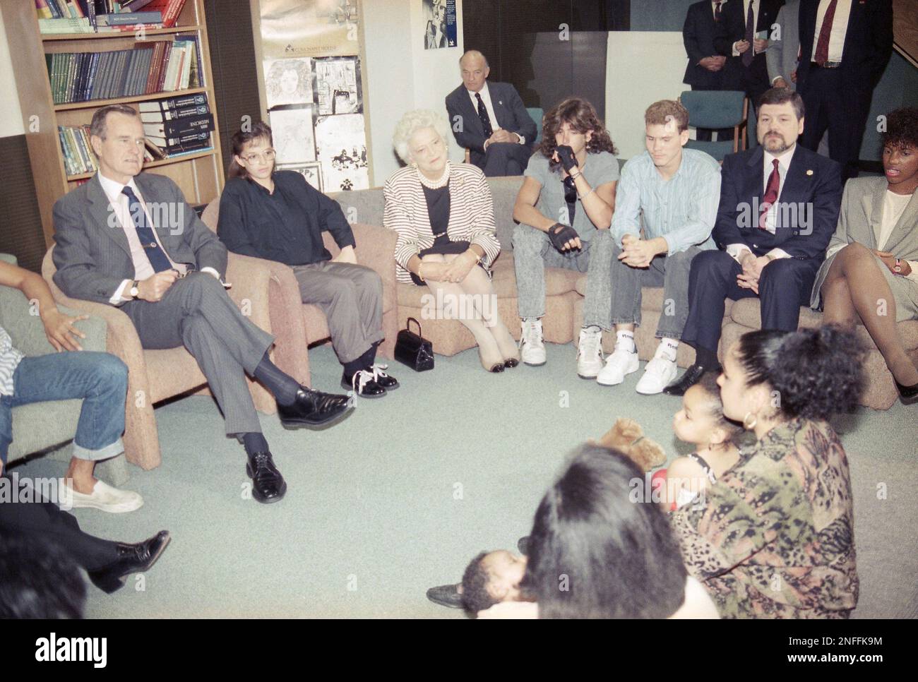 U.S. President George Bush gestures during a roundtable discussion with ...