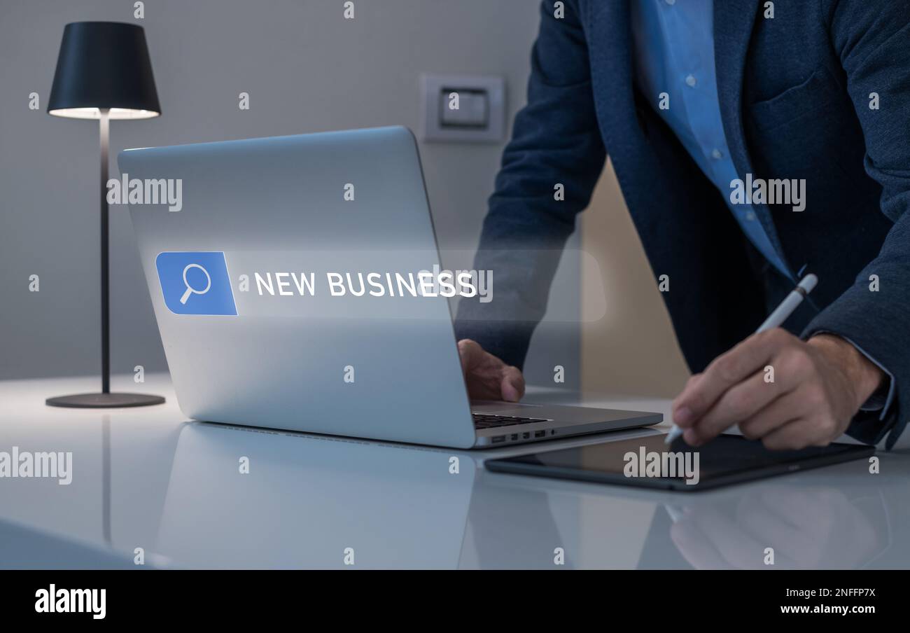 Man searching new business opportunity. Digital marketing strategy ...