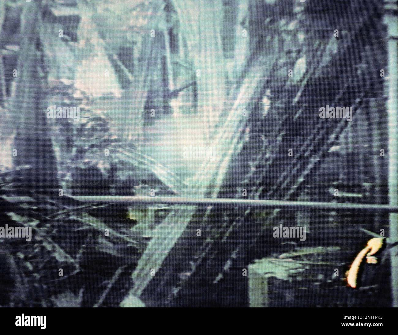 Russian state television's image of a collapsed roof of Chernobyl ...