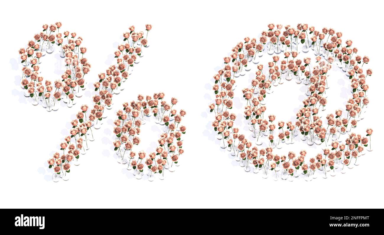 Concept or conceptual set of beautiful blooming pink, roses bouquets ...