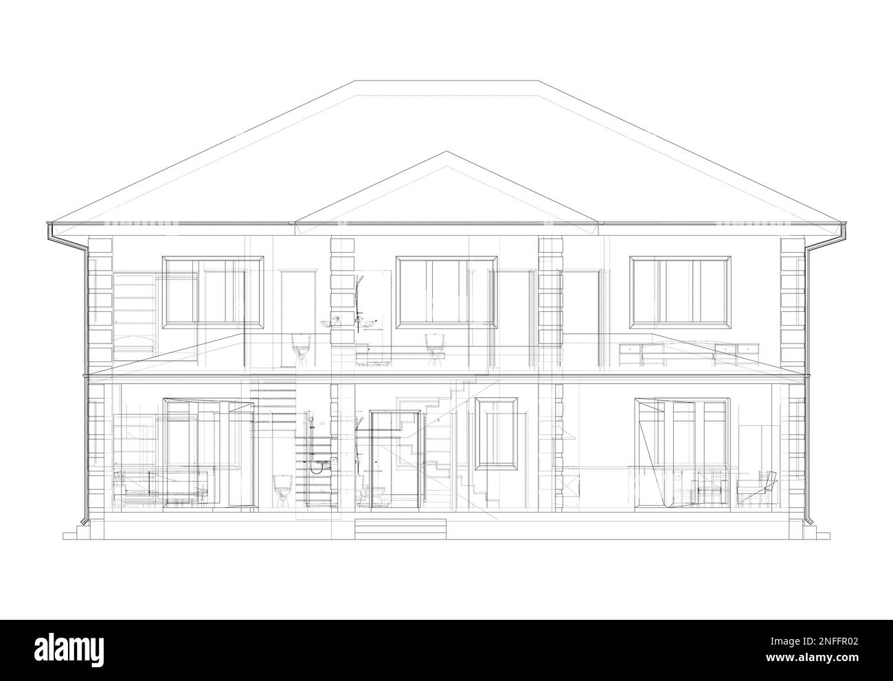Residential building technical drawing Stock Photo - Alamy