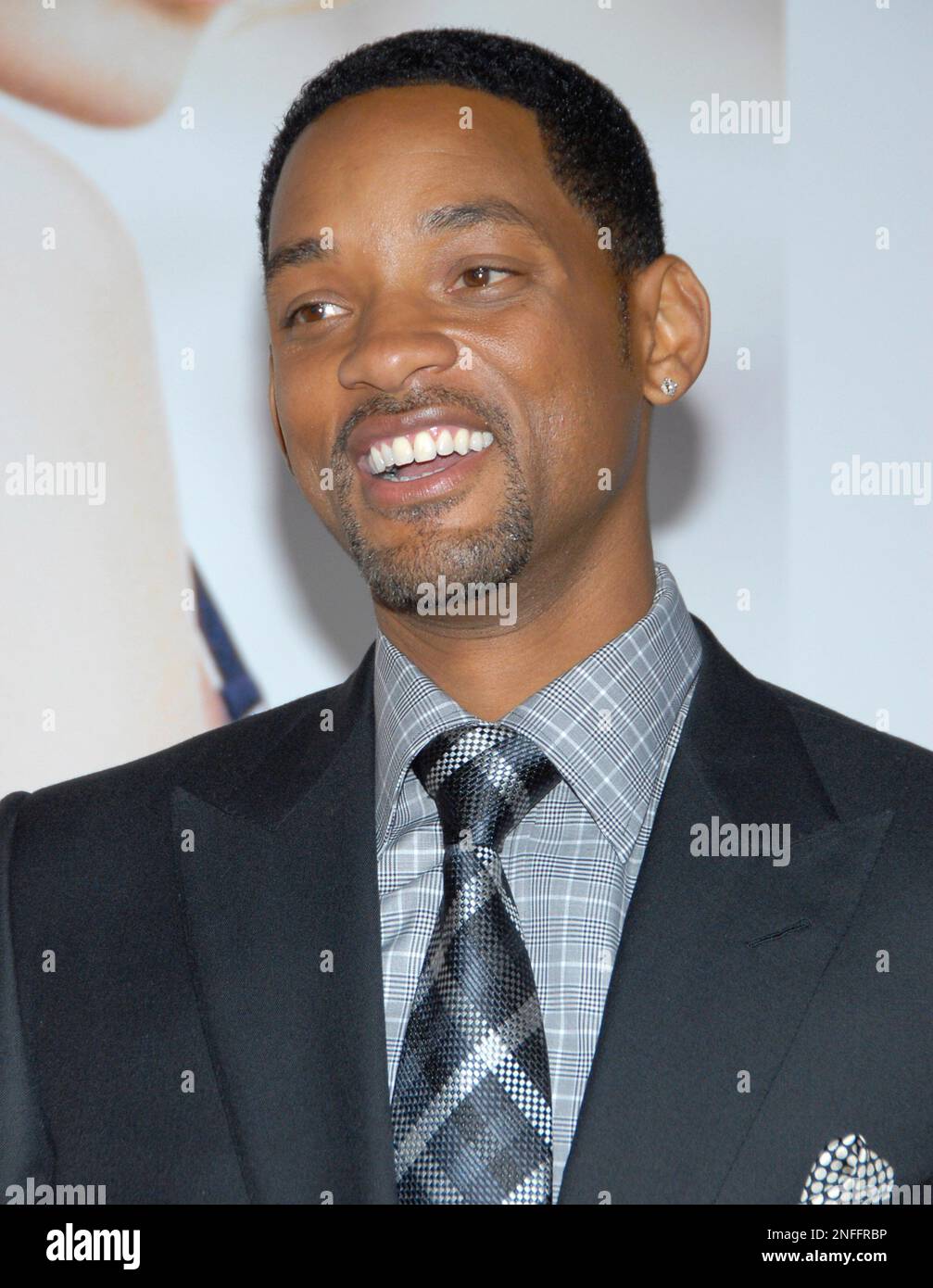 Actor Will Smith poses on the press line at the premiere of the feature ...