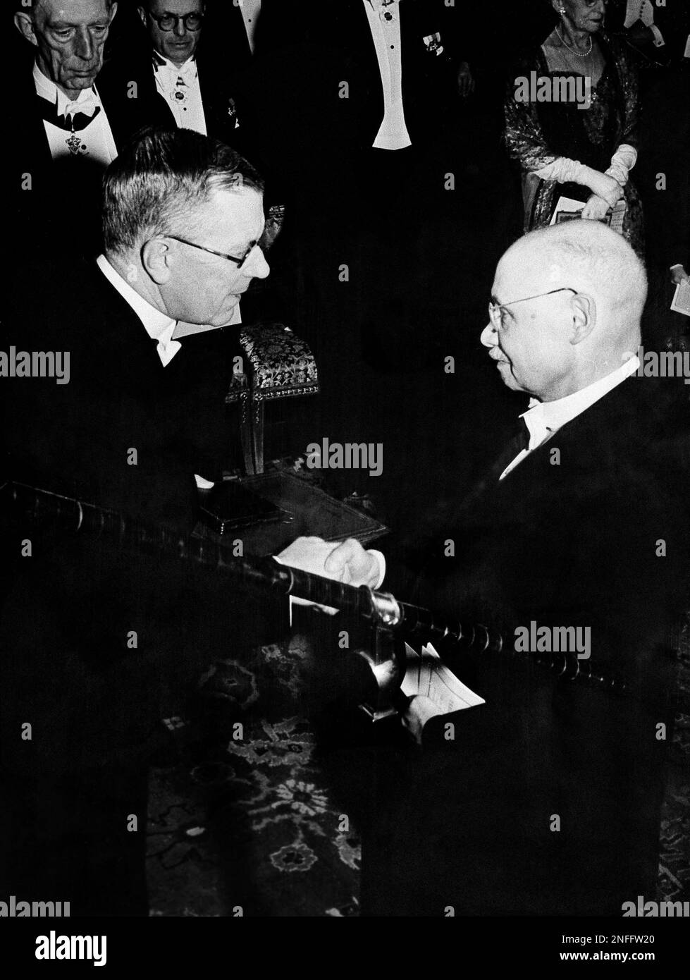 Professor Otto Diels receives his Nobel Prize from King Gustav VI Adolf ...