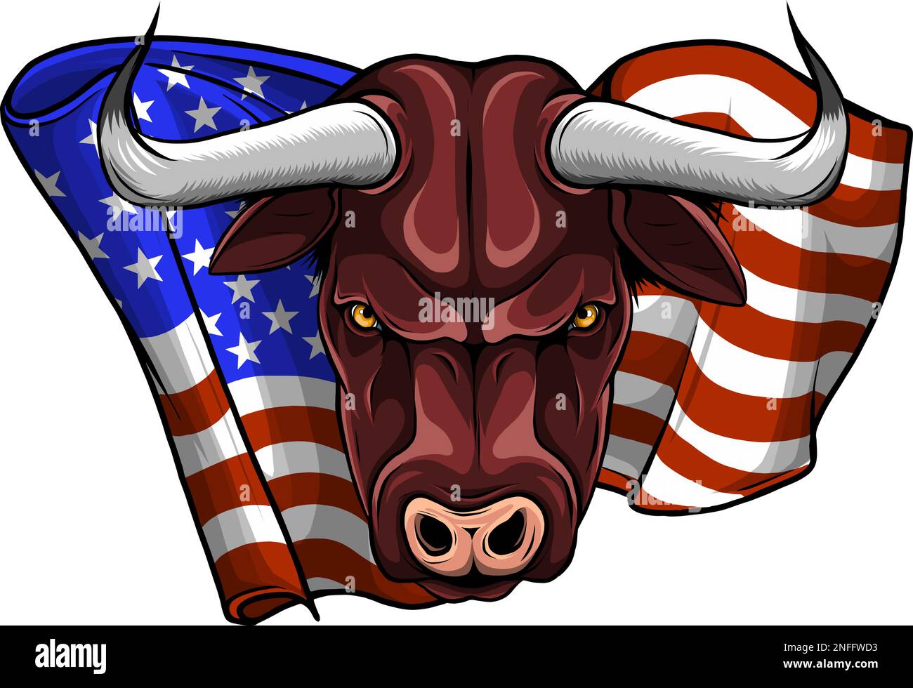 vector of head of bull with american flag Stock Vector Image & Art - Alamy