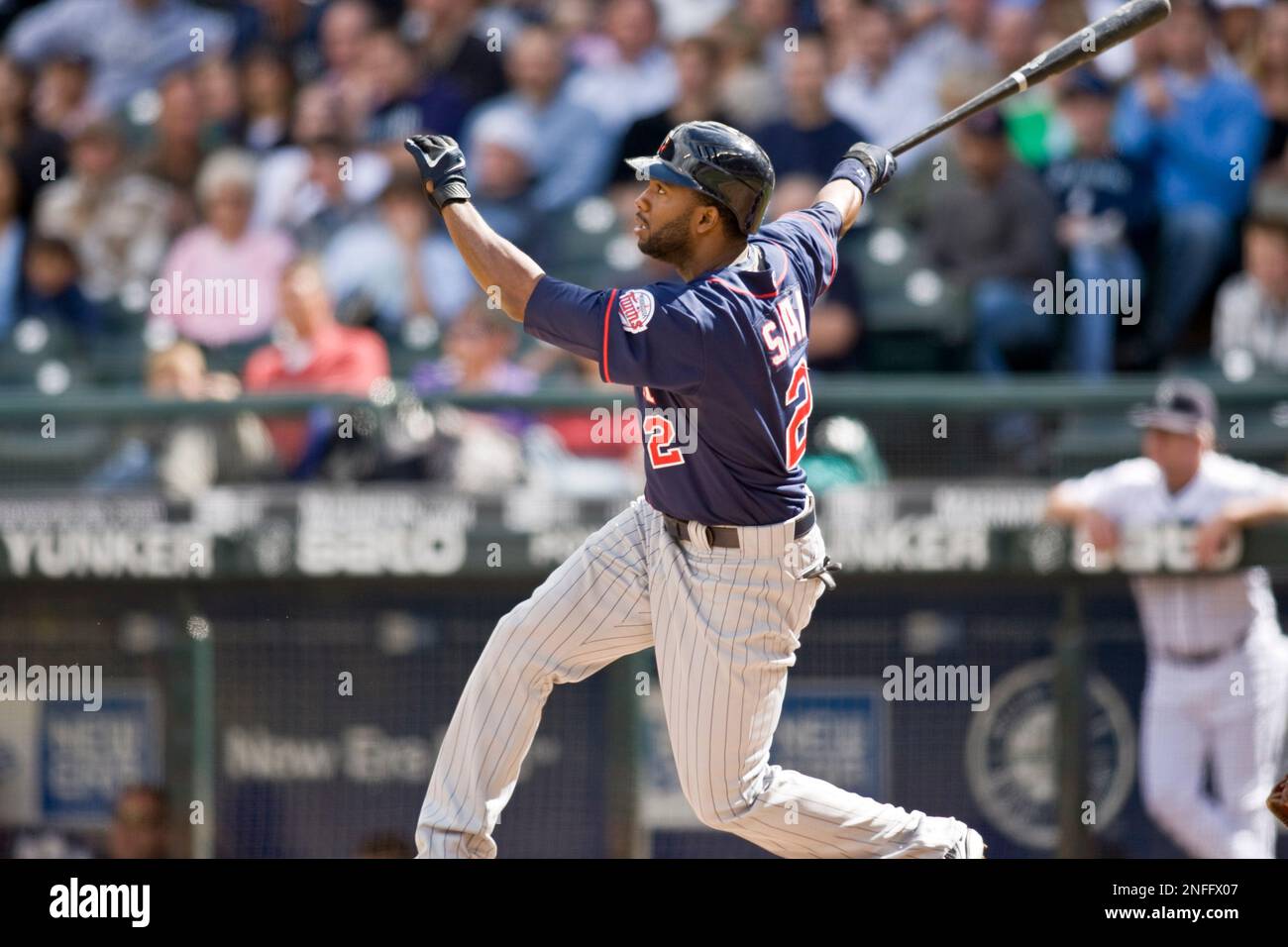 Minnesota Twins' Denard Span hits a double against the Seattle Mariners ...