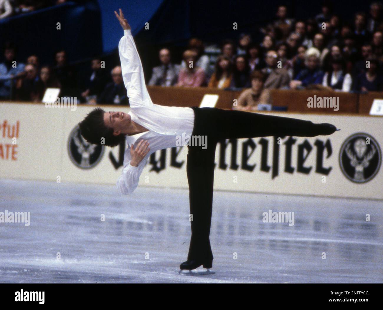 West German figure skating ace Rudi Cerne, is pictured on the ice ...