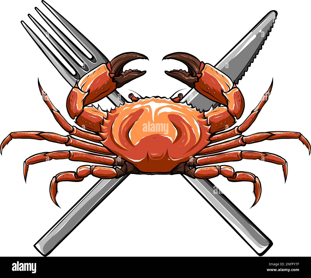 illustration seafood menu design with crab and plate on white ...