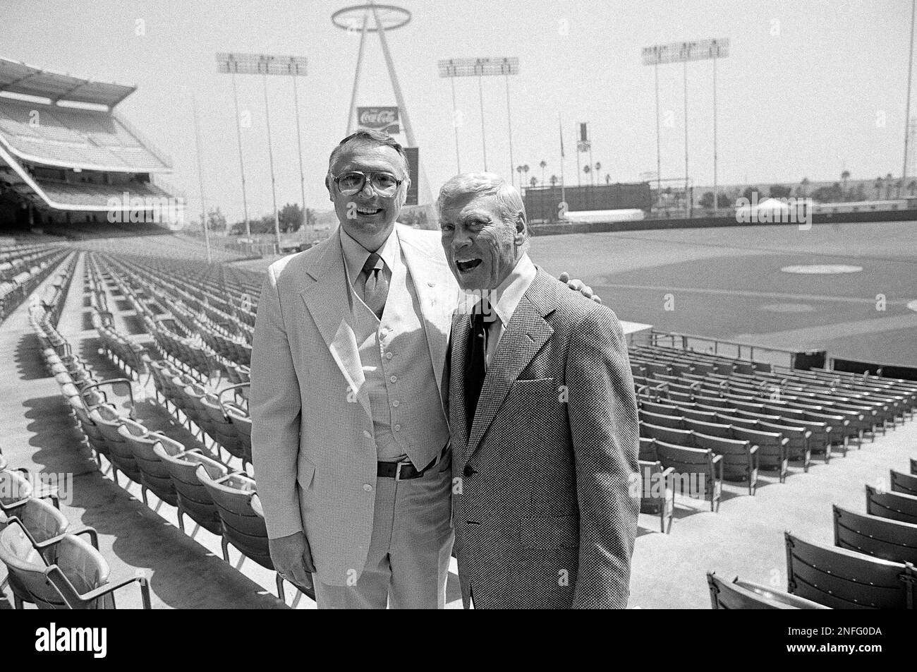 Los Angeles Rams owner Carroll Rosenbloom (right) and Anaheim stadium ...