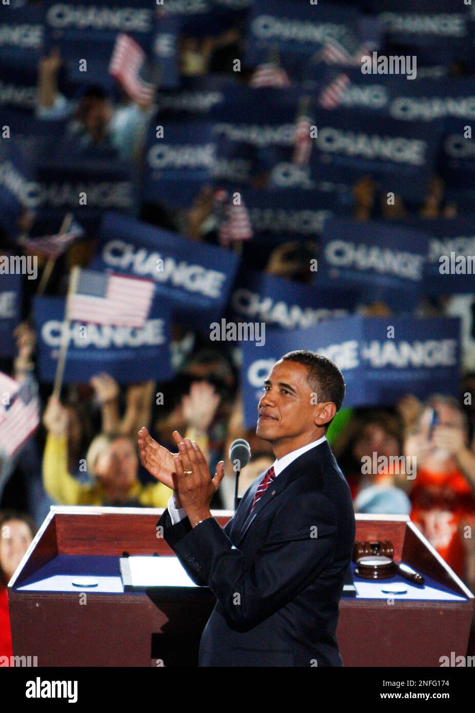 Democratic presidential nominee Sen. Barack Obama, D-Ill., applauds ...