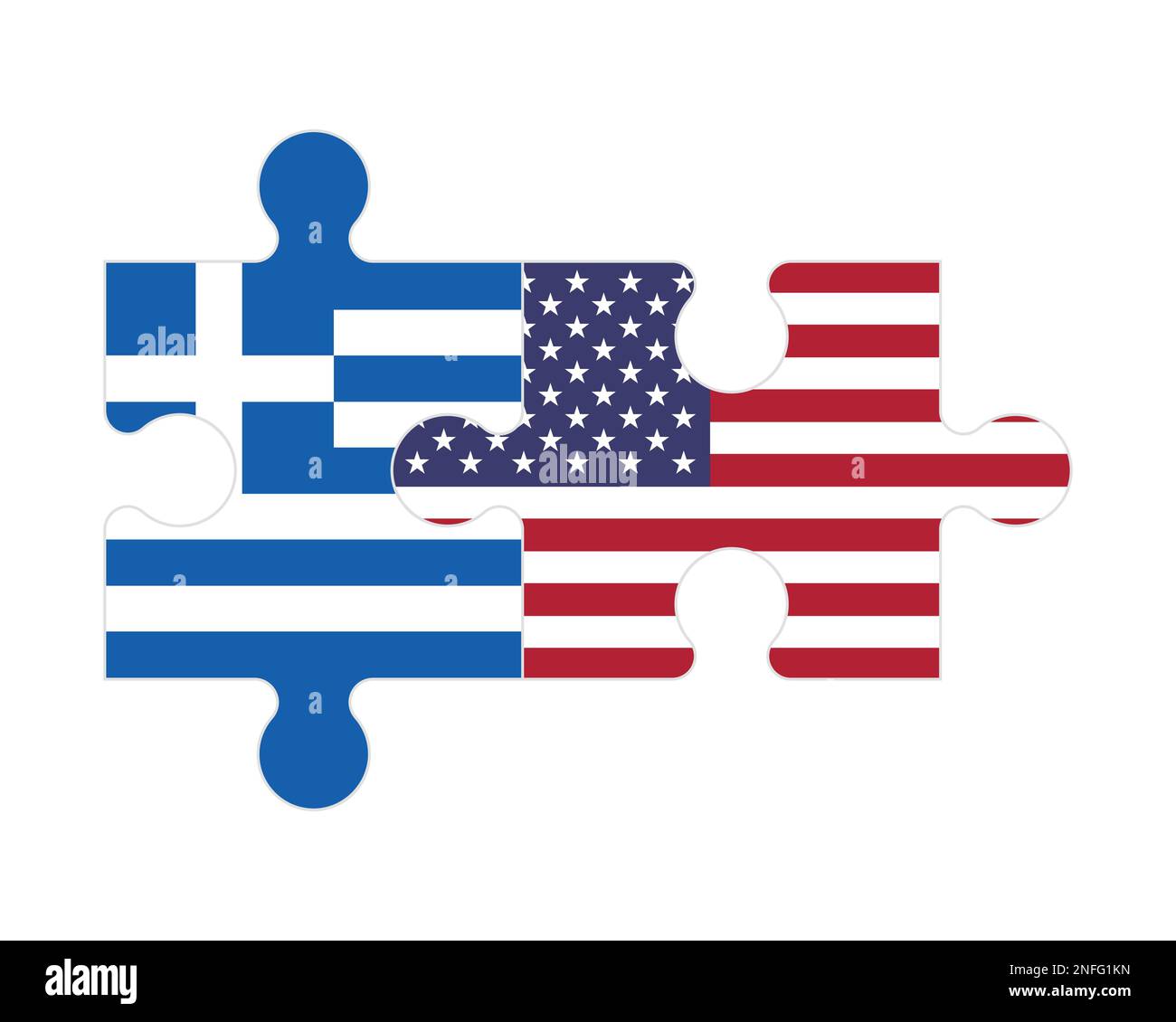 Connected puzzle of flags of Greece and USA, vector Stock Vector Image ...