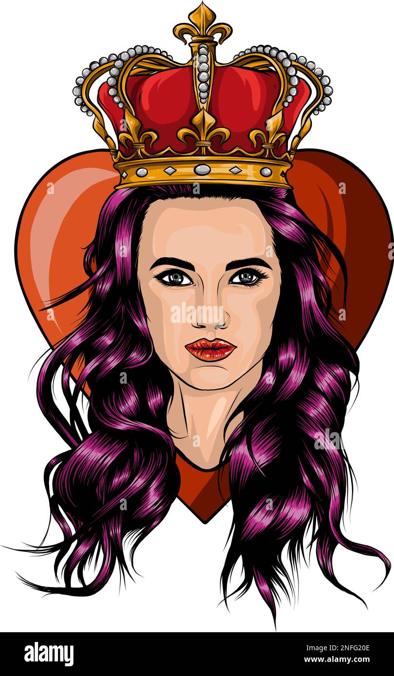 Beautiful Girl With Long Hair In A Crown With Precious Stones Stock