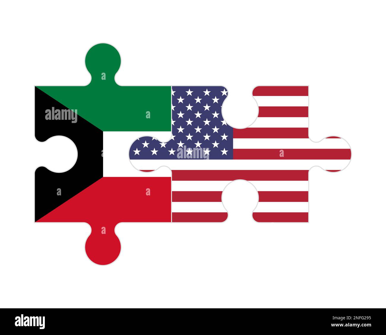 Connected puzzle of flags of Kuwait and USA, vector Stock Vector Image ...