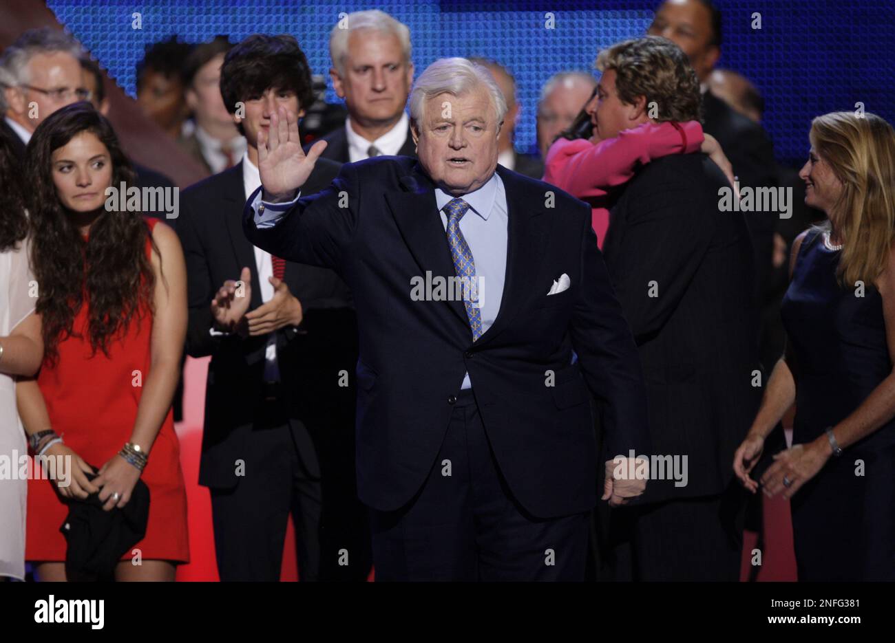 Edward Kennedy waves to the crowd following his speech at the ...