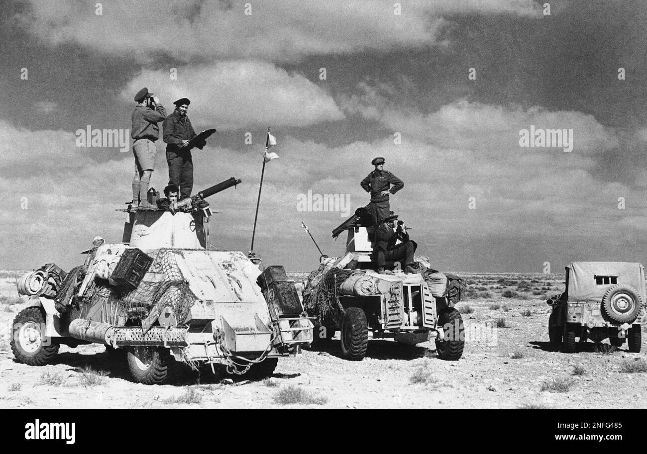 Armored cars in use by Britons fighting, Feb. 25, 1942 in the Libyan ...